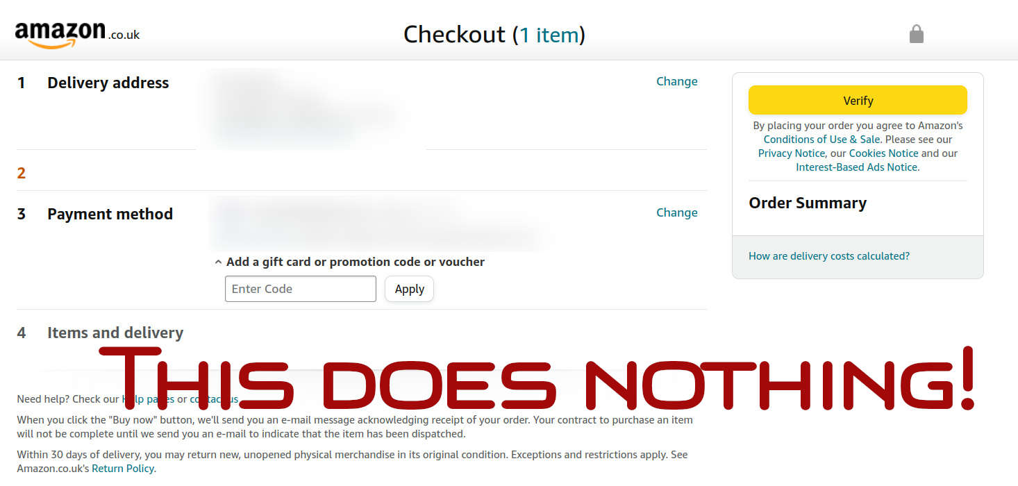 [solved] Amazon Checkout Stuck on “Verify” - Rob's Blog